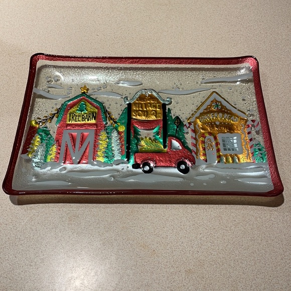 Holiday | 525 Winter Scene Clear Glass Rectangle Tray Platter | Poshmark
